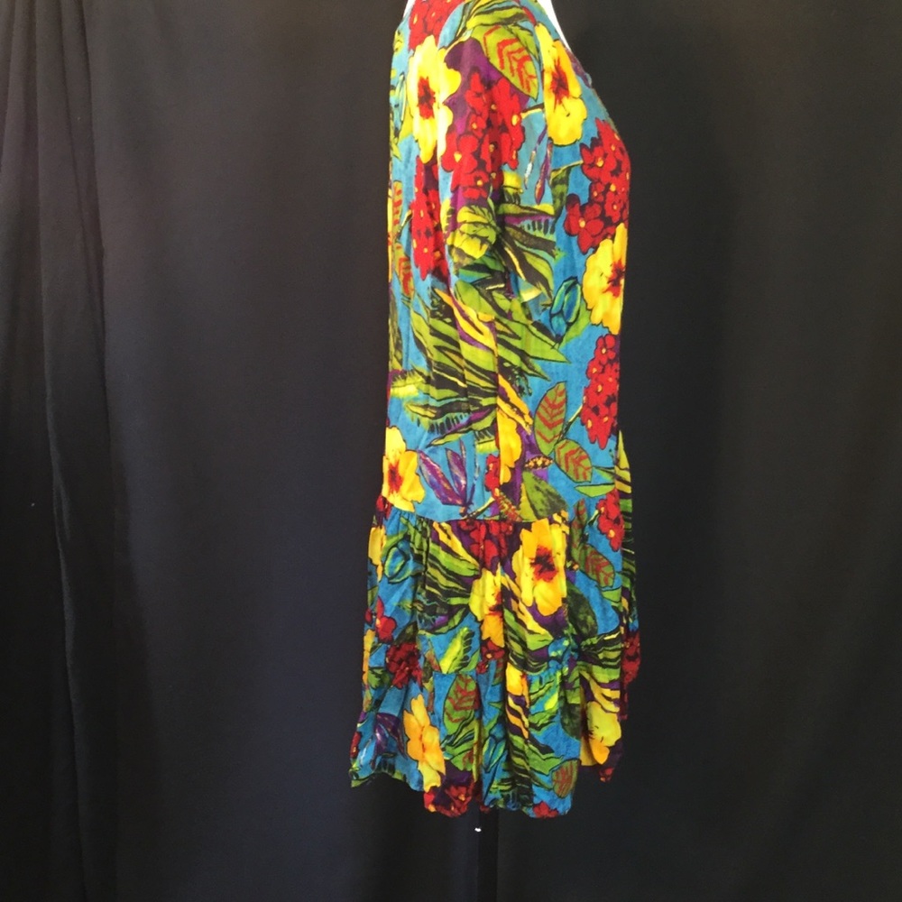 Pineapple Moon Tropical Drop Waist Ruffle Dress - Gem